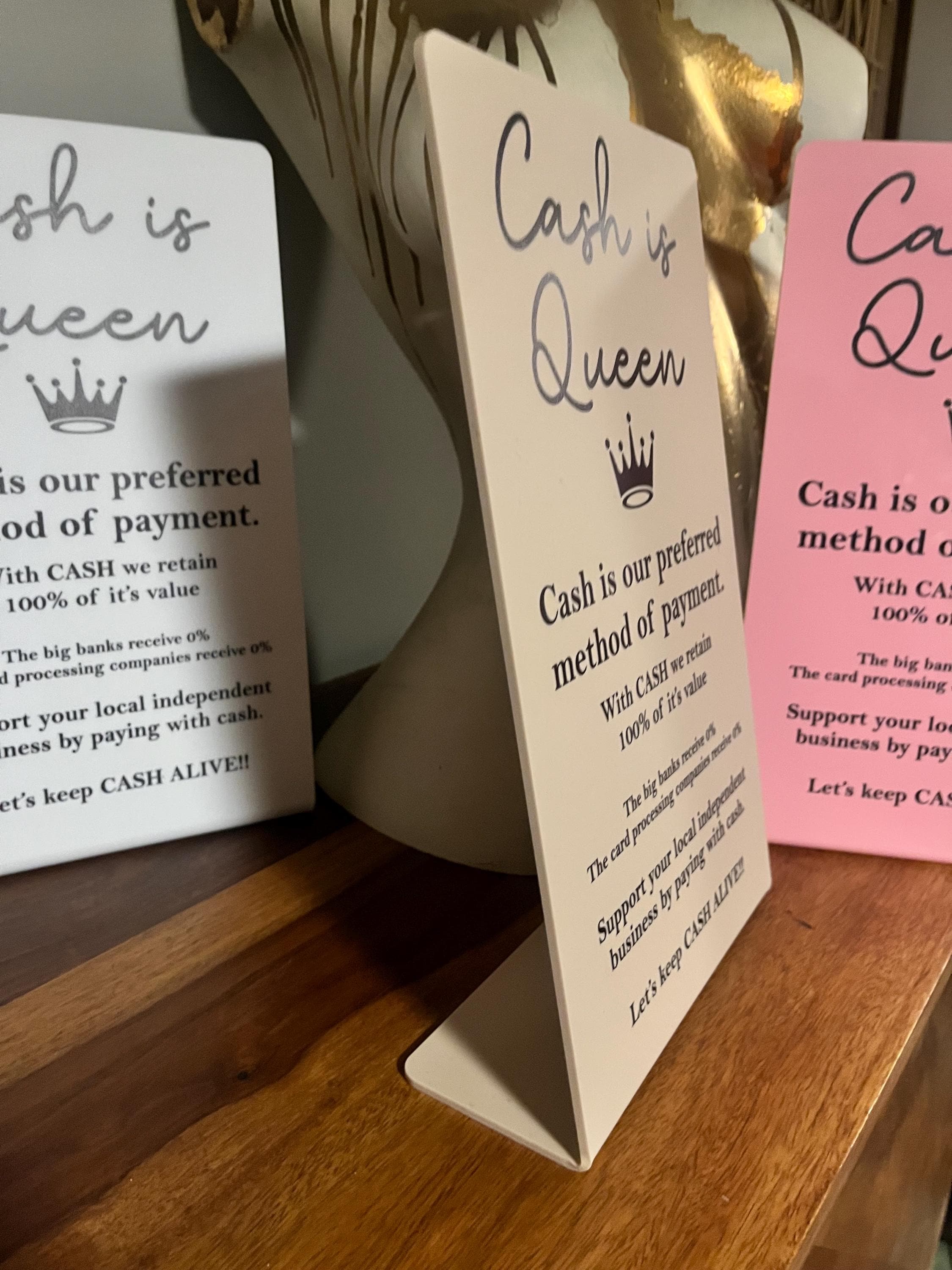 Cash is Queen/king Business Sign - Self Standing - Etsy