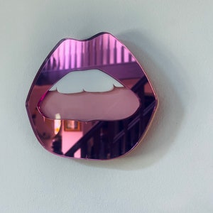 MINI Pink Lip Mirror - Acrylic Mirror - Lip Decor - Pink Lips With Pink ...