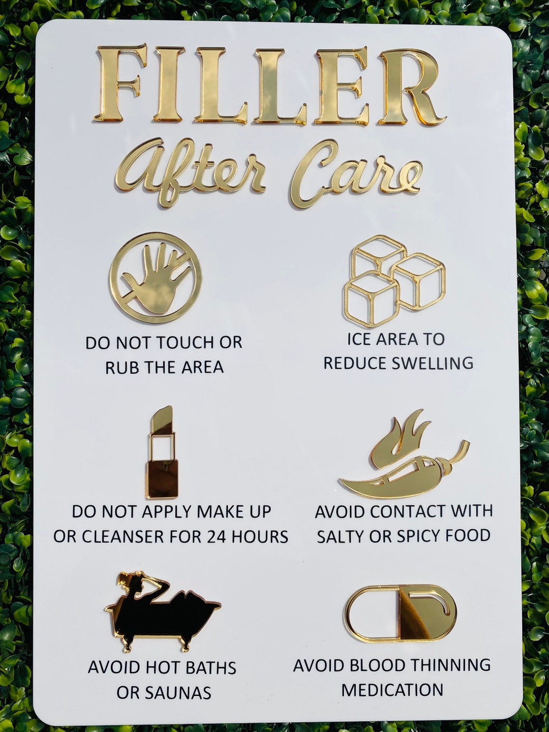 FILLER Aftercare Advice Acrylic A3 Size, Beauty Sign, Salon Sign, Salon ...