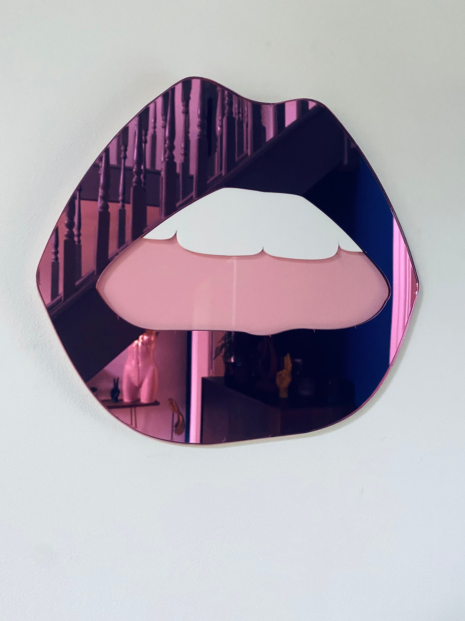 Glamorous Large Pink Lip Mirror - Statement Lip Decor - Acrylic Wall ...