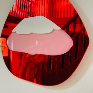 LARGE Red Lip Mirror With Pink Mouth Acrylic Mirror Lip Decor Red Lips ...
