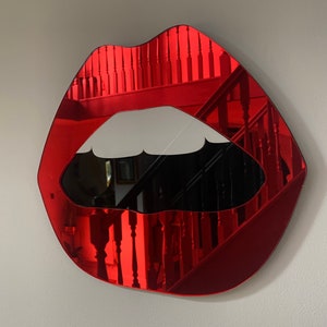 LARGE Red Lip Mirror Acrylic Mirror Lip Decor Red Lips - Etsy