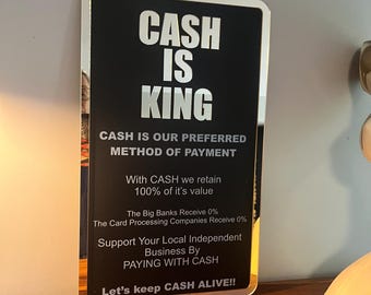 CASH IS KING Customer Notice Shop Sign Counter Sign Cafe Sign Please ...