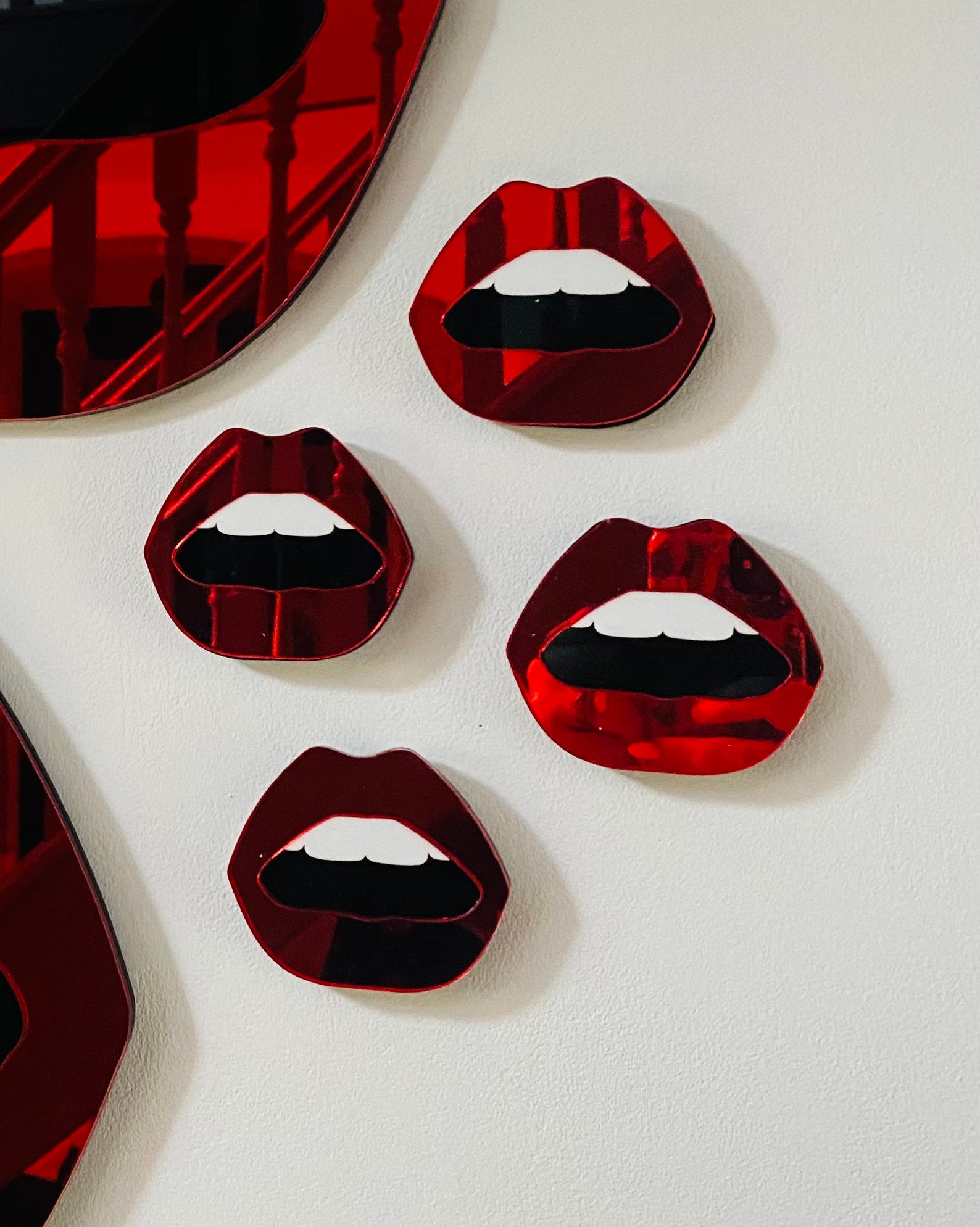 MINI Red Acrylic Lip Mirror: Gallery Wall Decor (11x9cm) - Etsy