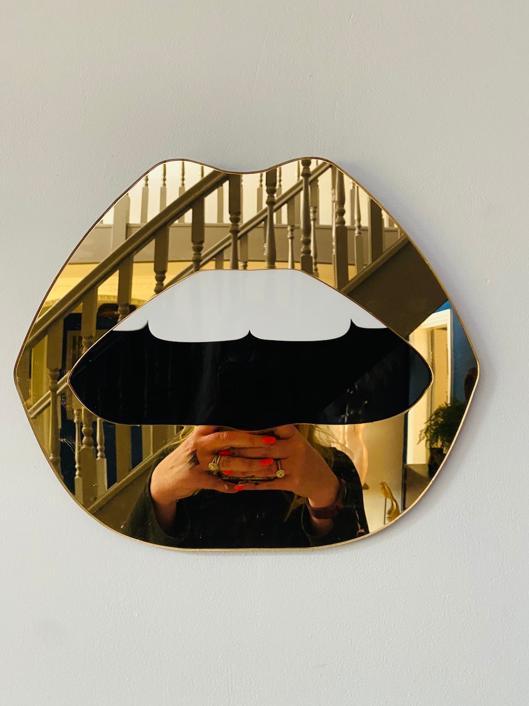 LARGE Gold Lip Mirror Acrylic Mirror Lip Decor Gold Lips With Black - Etsy