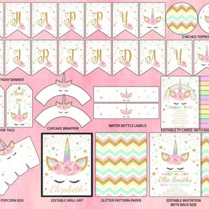 Complete Unicorn Party Package, Digital Unicorn Birthday Package ...