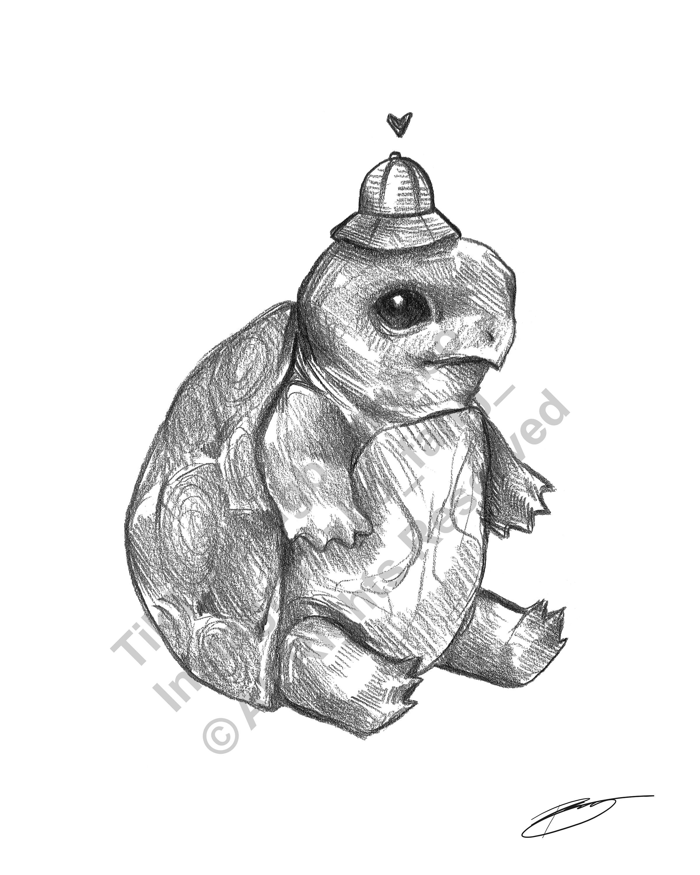 Fat Little Turtle Sketch Illustration 8.5 X 11 Black and - Etsy