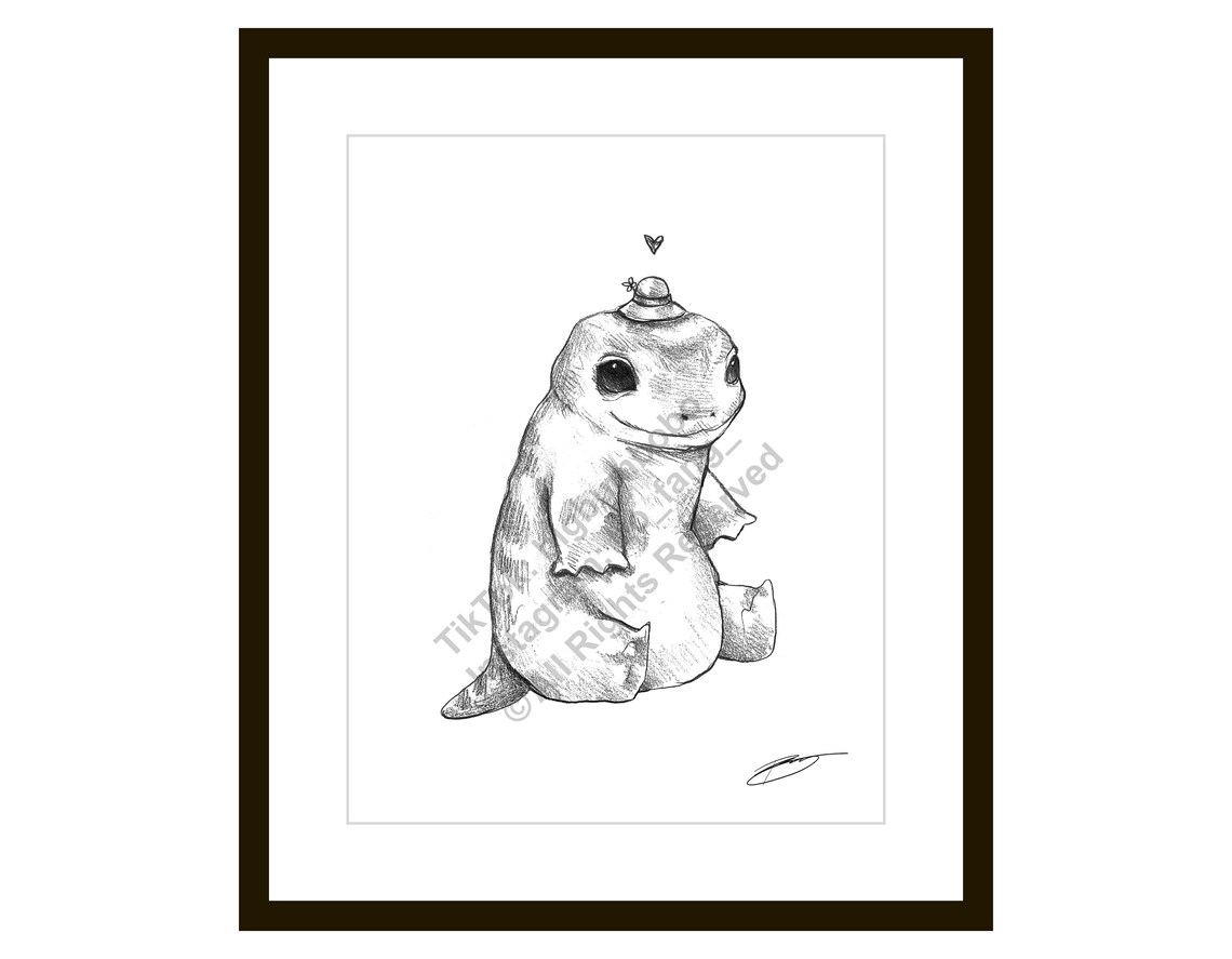 Fat Little Lizard Sketch Illustration 8.5 X 11 Black and - Etsy