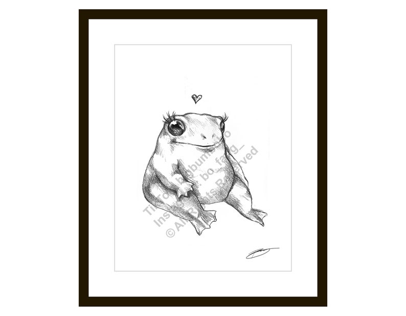 Fat Little Frog Sketch Drawing Illustration 8.5 X 11 Black - Etsy