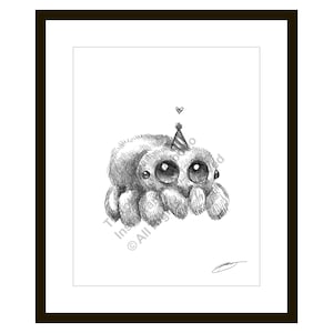Fat Little Spider - Sketch Illustration - 8.5 X 11 Black and White ...