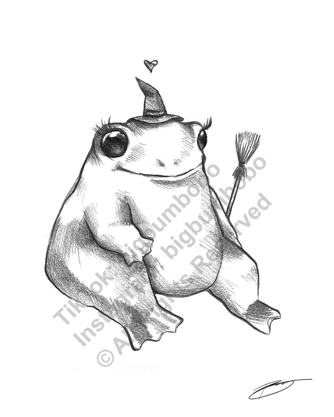 Fat Little Frog Witch Sketch Illustration 8.5 X 11 Black - Etsy