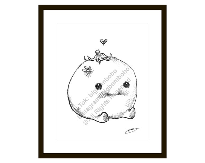 Fat Little Blueberry - Sketch Illustration - 8.5 X 11 Black and White ...