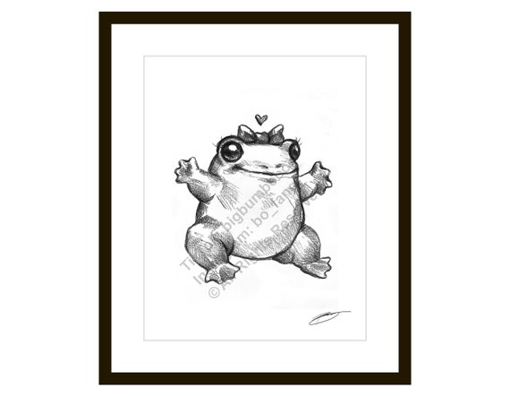 Fat Little Baby Frog Sketch Drawing Illustration 8.5 X 11 | Etsy