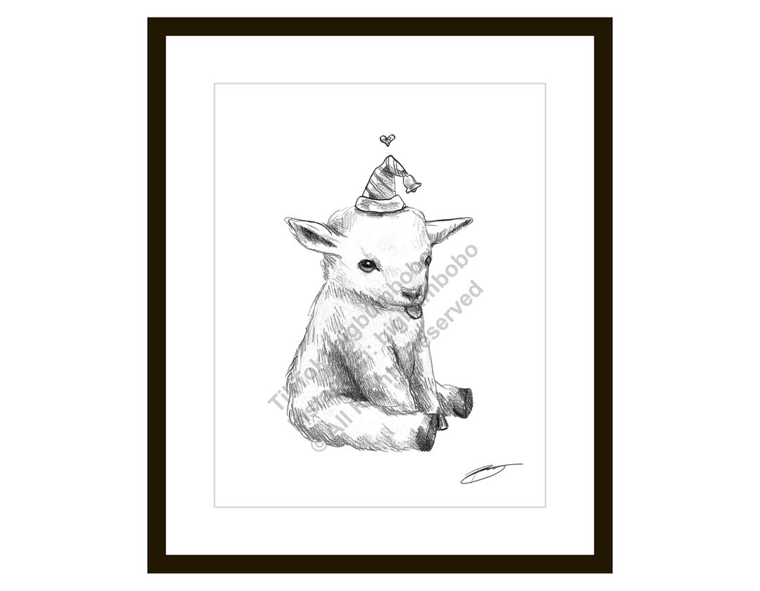 Fat Little Goat - Sketch Drawing Illustration - 8.5 X 11 Animal Art ...