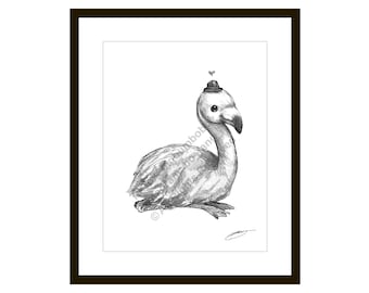 Fat Little Bird Sketch Drawing Illustration 8.5 X 11 - Etsy