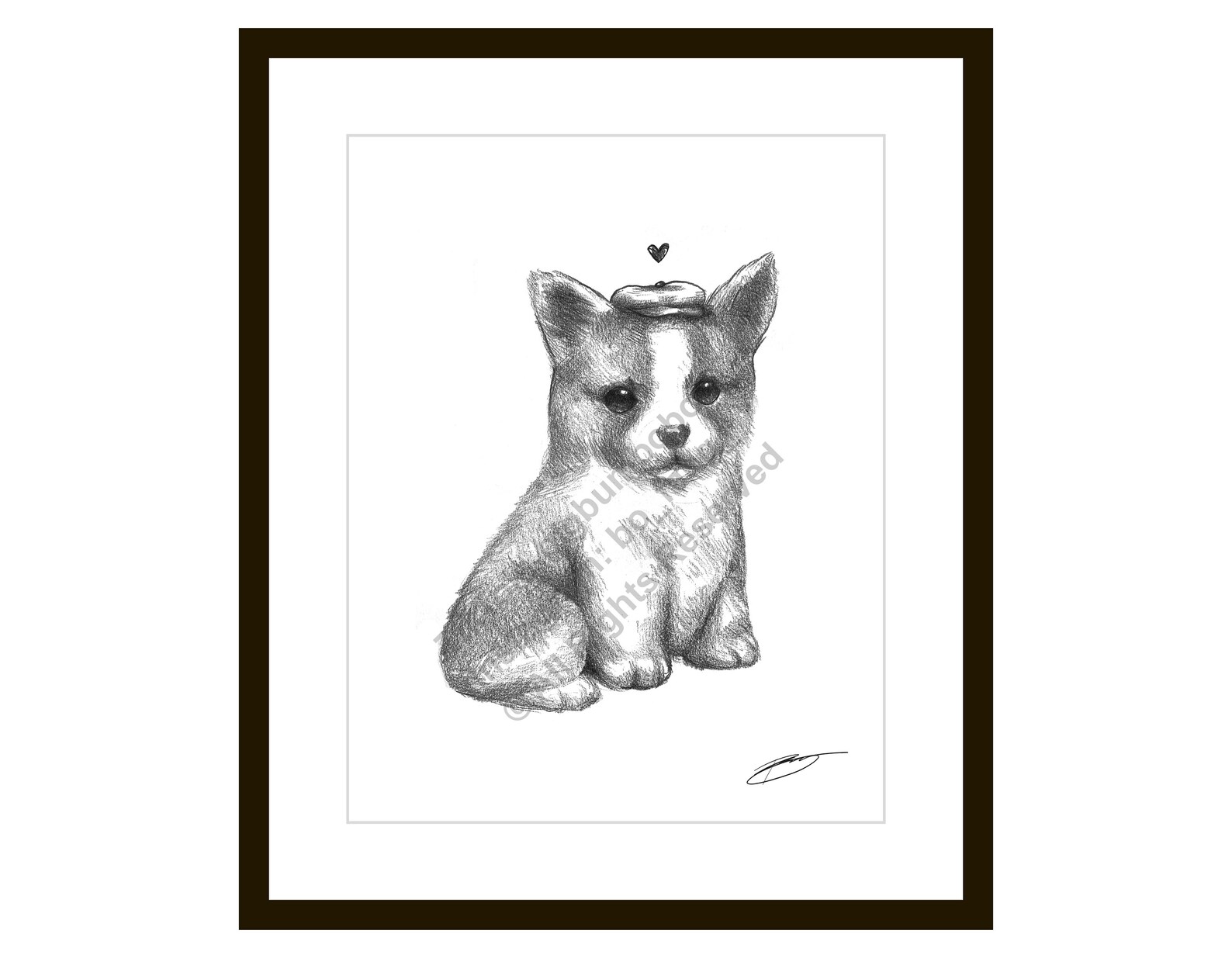 Fat Little Corgi Sketch Illustration 8.5 X 11 Black and - Etsy