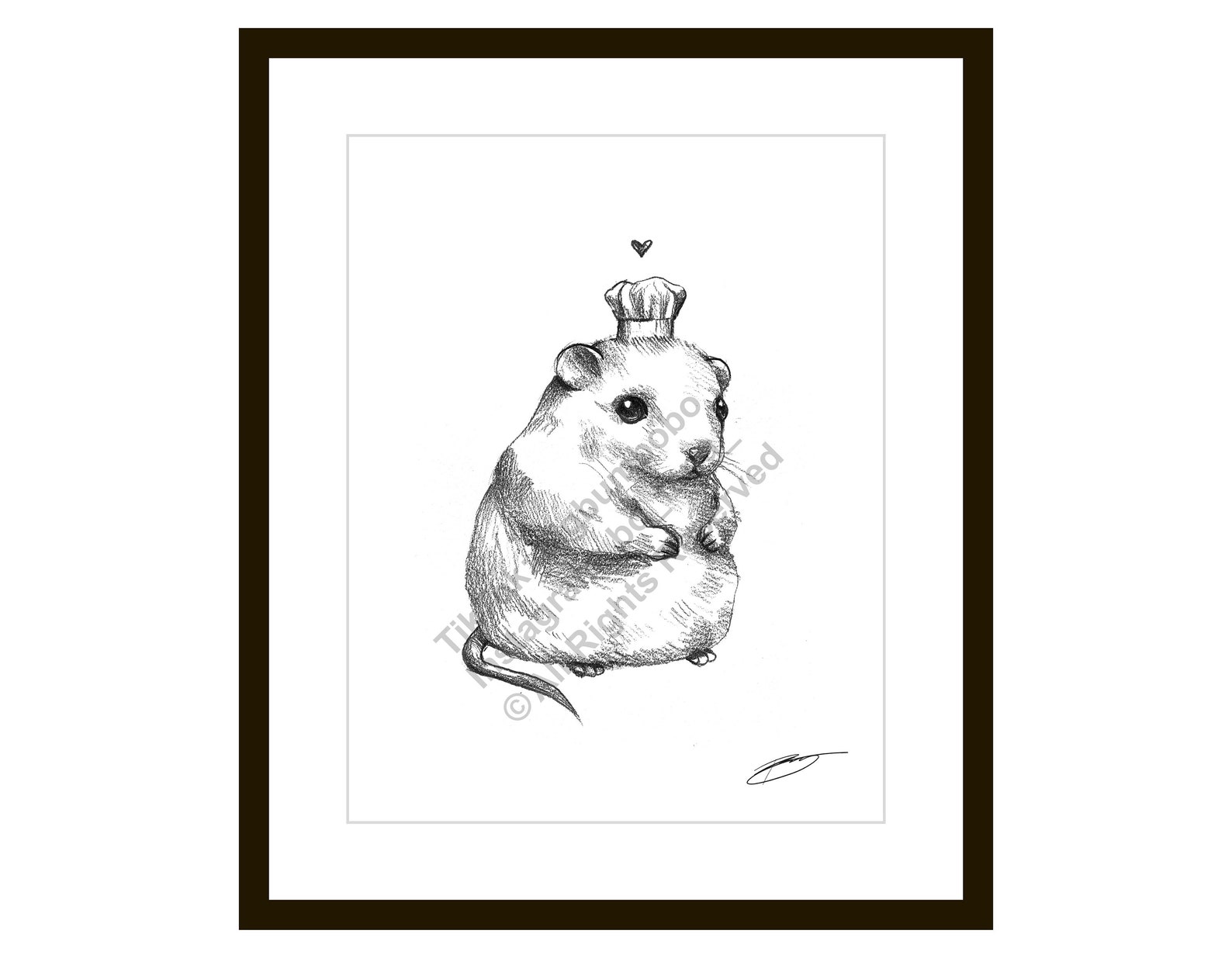 Fat Little Rat - Sketch Illustration - 8.5 X 11 Black and White Animal ...