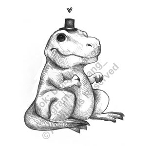 Fat Little Dinosaur - Sketch Illustration - 8.5 X 11 Black and White ...