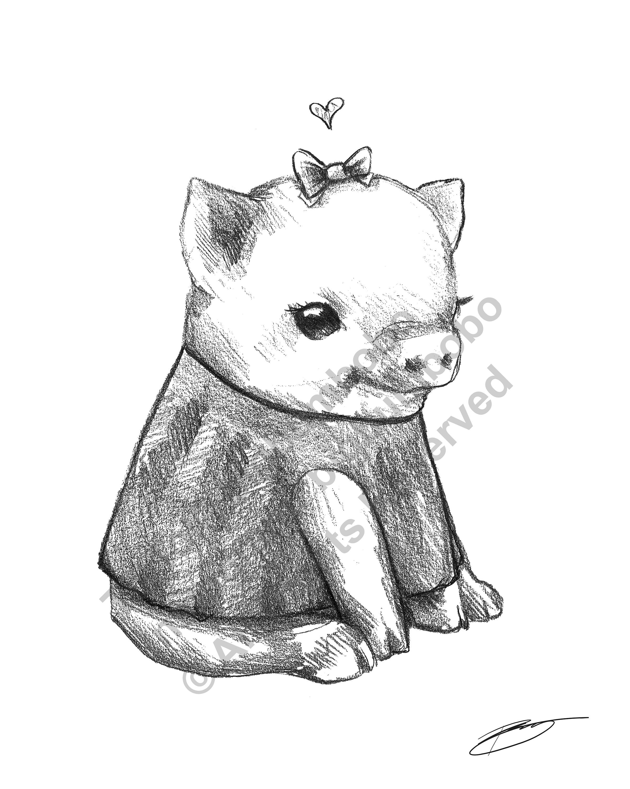 Fat Little Peppa Pig Sketch Illustration 8.5 X 11 Black | Etsy