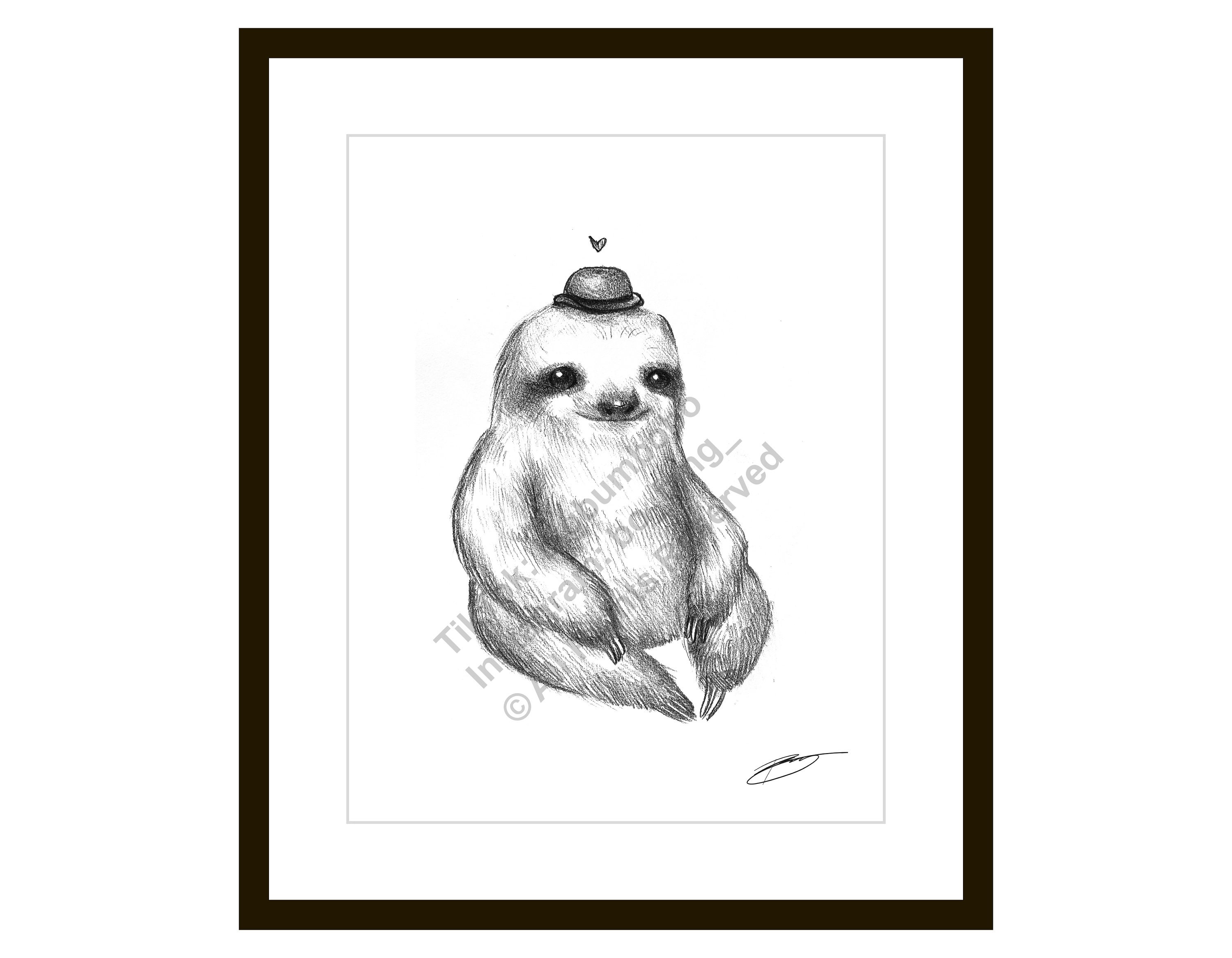 Fat Little Faultier Skizze Illustration 85 x 11 | Etsy