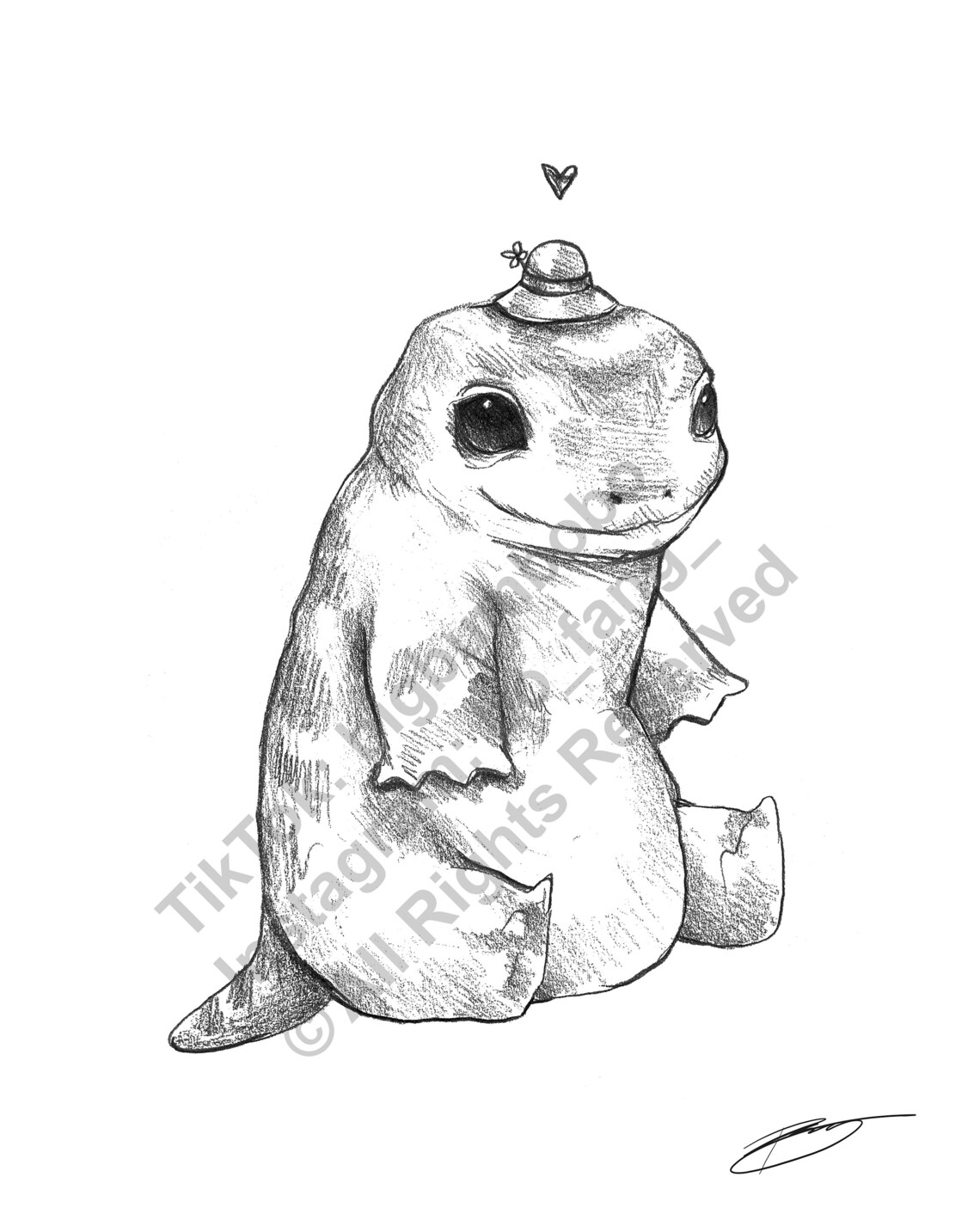 Fat Little Lizard Sketch Illustration 8.5 X 11 Black and - Etsy