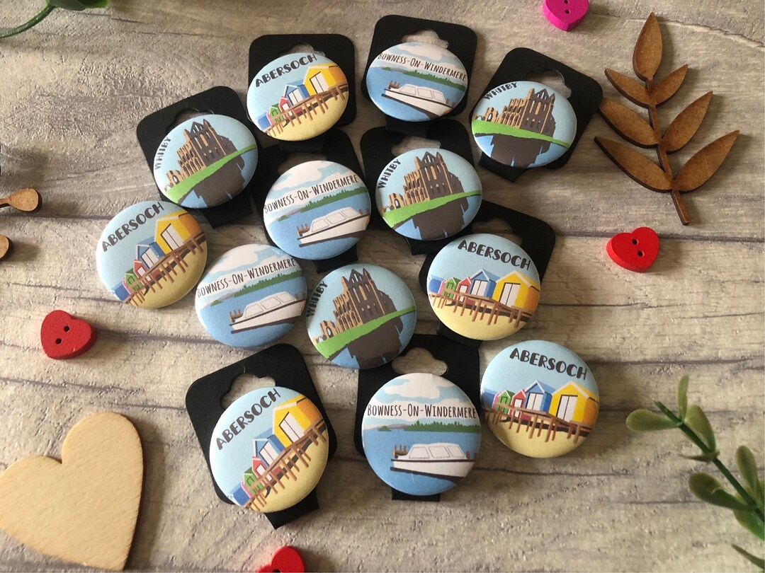 Places Badge | Funny | Humour | Gift | Abersoch | Whitby | Bowness-on ...