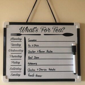 Weekly Meal Planner Whiteboard: Kitchen Organisation (23x30cm) - Etsy