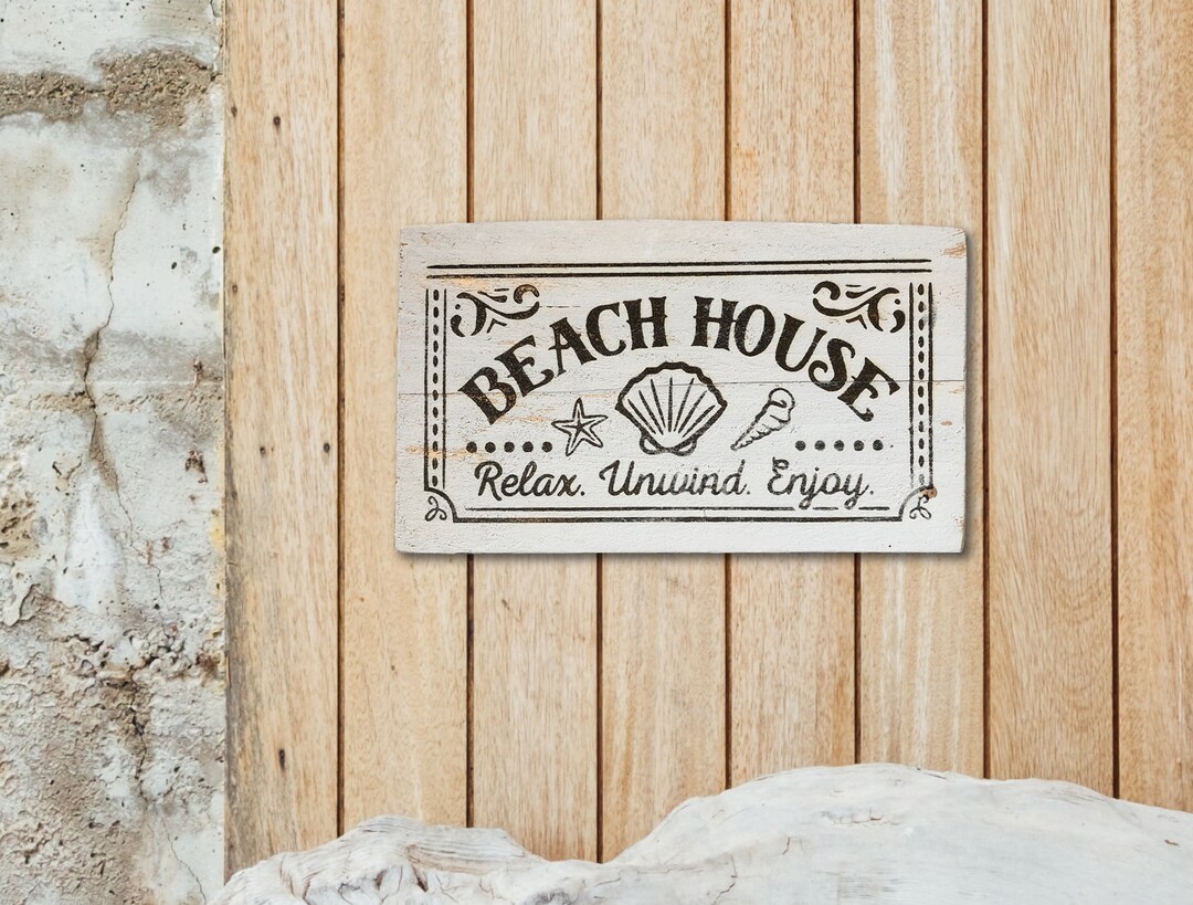 Beach House Sign | Laser Engraved | Beach Decor | Rustic | Wooden ...