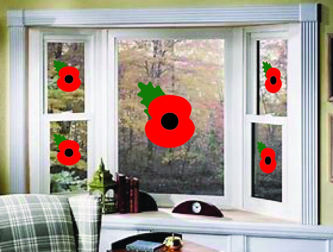 Poppy Window Sticker Window Decal Remembrance Sticker Window Display - Etsy