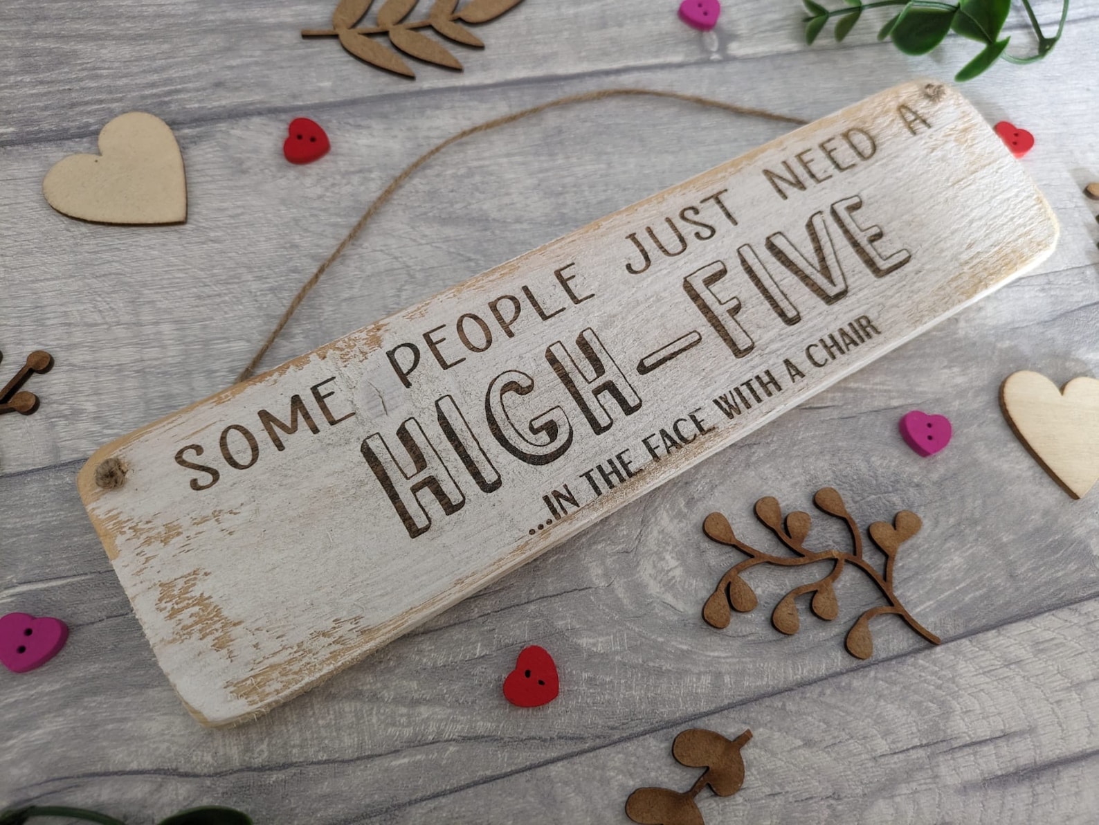 High-five | With a Chair | Laser Engraved | Wooden Plaque | Wall Decor ...