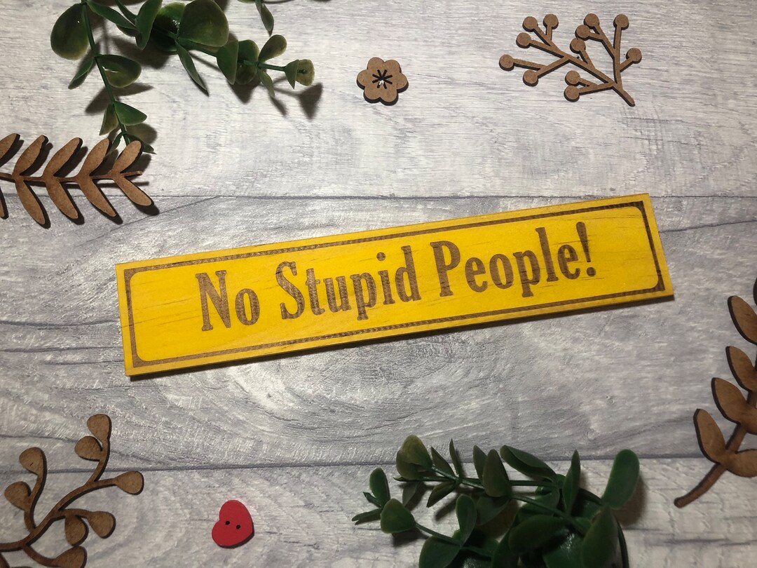 No Stupid People | Laser Engraved | Door Topper | Wooden Plaque | Wall ...
