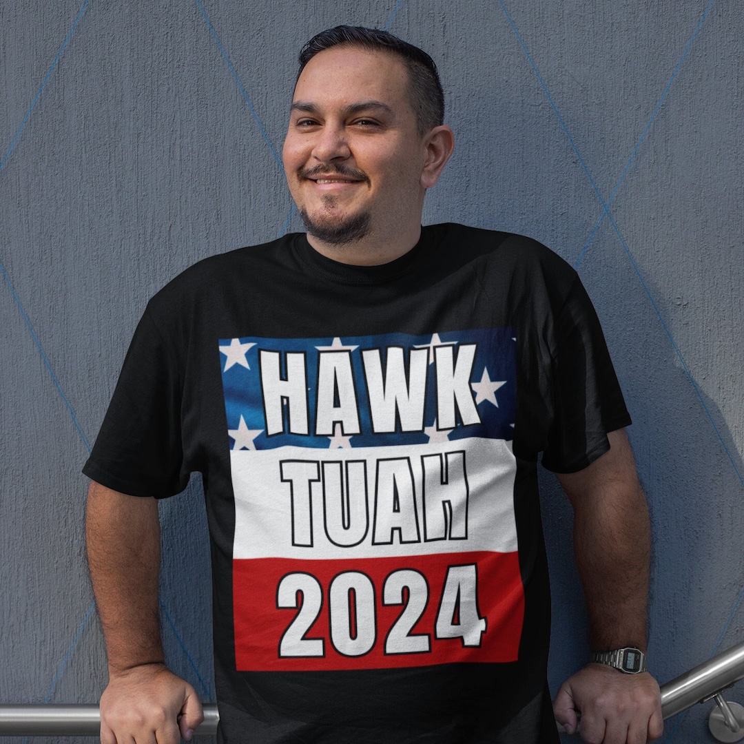 Hawk Tuah 2024 USA Flag Funny Hawk Tuah Meme T-Shirt, Unisex, Hawk Tuah ...