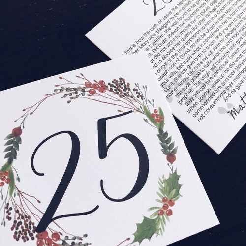 Christmas Advent Bible Verse Cards Printable Christmas - Etsy