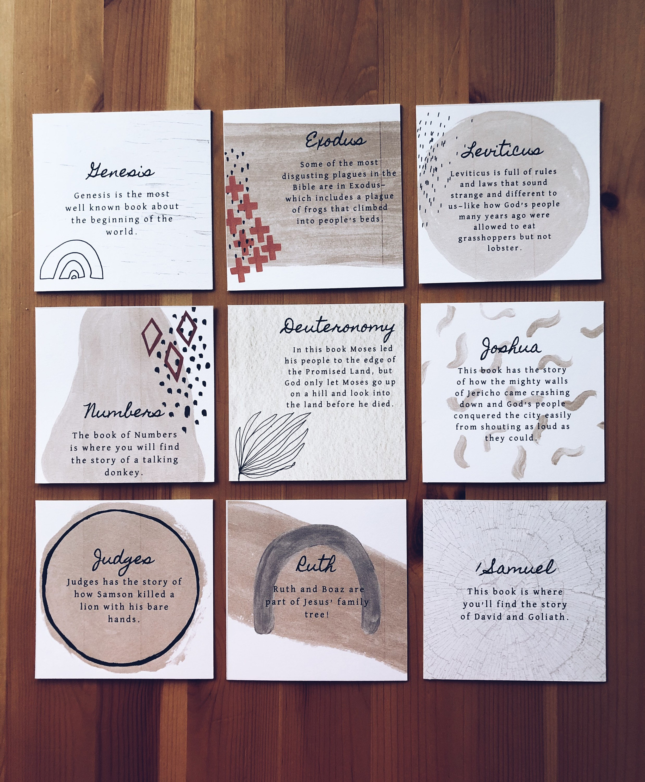 Books of the Bible Flash Cards//christian Gift//modern Art Cards ...