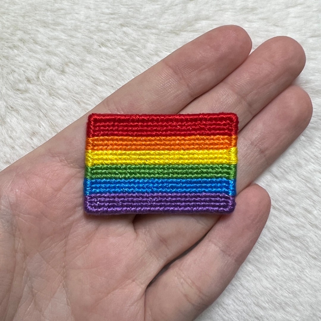LGBTQ Mini Pride Flag Iron on Sew on Handmade Cross Stitch Patch for ...