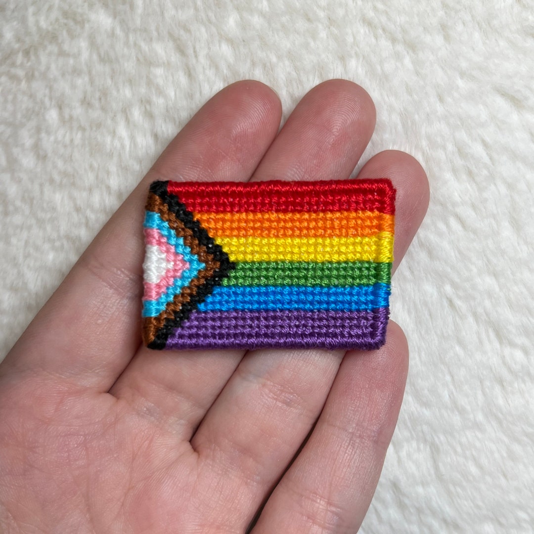 Progress Pride Flag Cross Stitch Iron on Patch for Jackets - Etsy