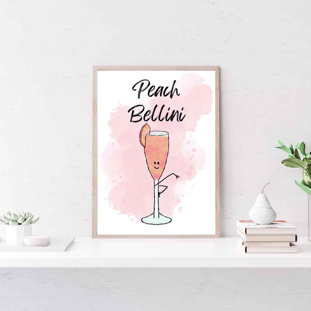 Peach Bellini Cocktail Fun Digital Poster Print Wall Art a Great ...