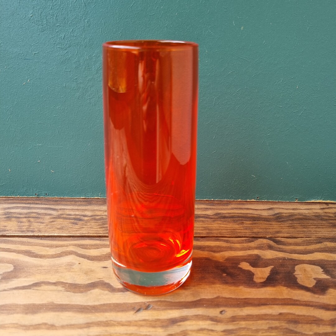 Amber Red Vintage Art Vase, Elegant, Heavy Glass - Etsy
