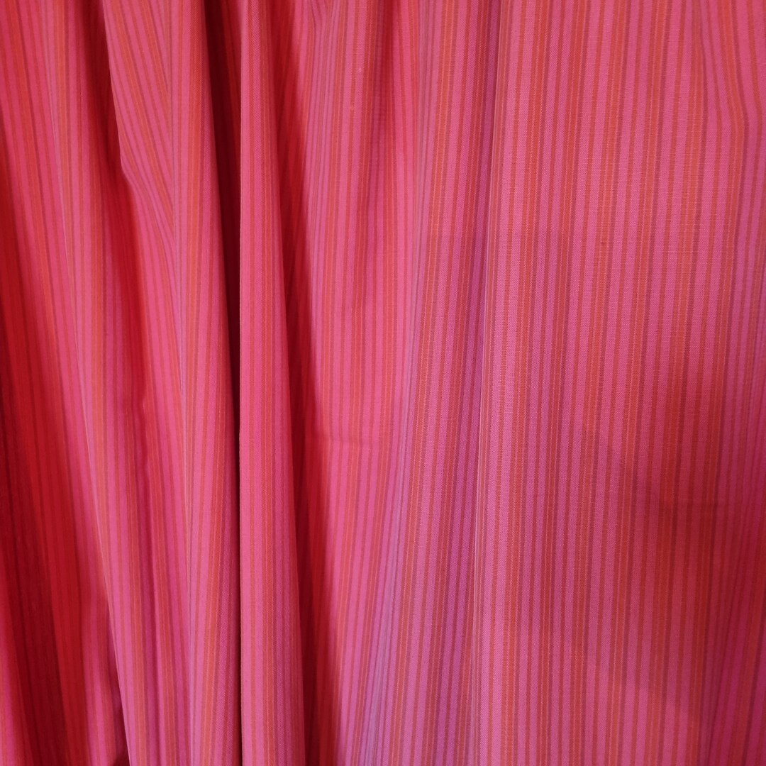 Swedish Vintage Old Rose Color, Stripped Curtain, Fabric, One Panel ...