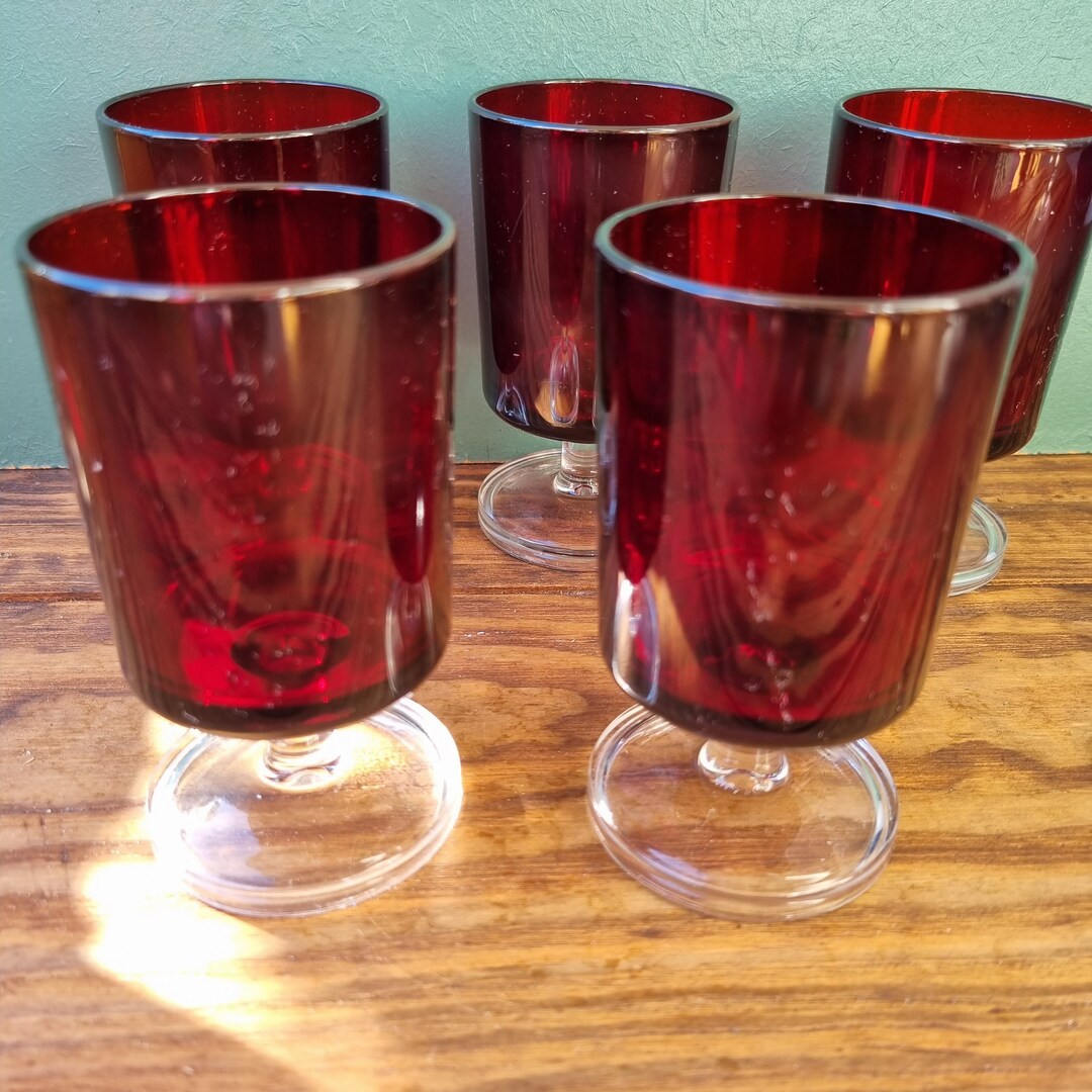 Cavalier Ruby Red Glasses by Cristal D’arques , 4pcs Small Wine Glass ...
