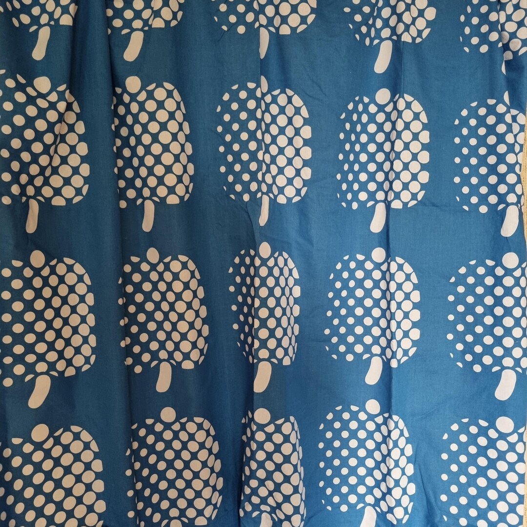 Finlayson Blue Apple Print, Cotton Fabric, Curtain, Fabric - Etsy