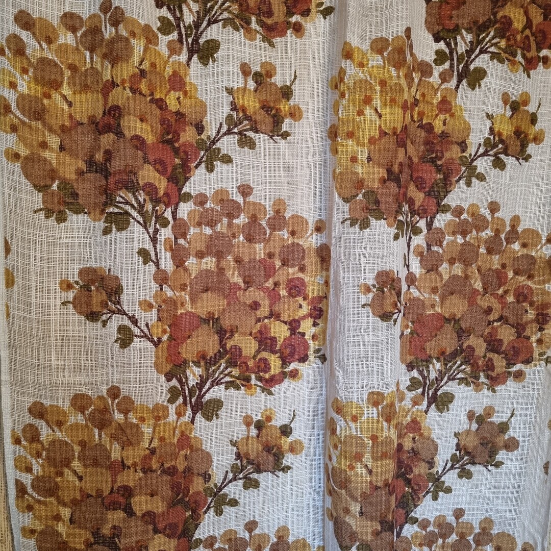 Swedish Mesh Curtain, 3 Loose Curtains, Retro Beige Orange Sweden 70s ...