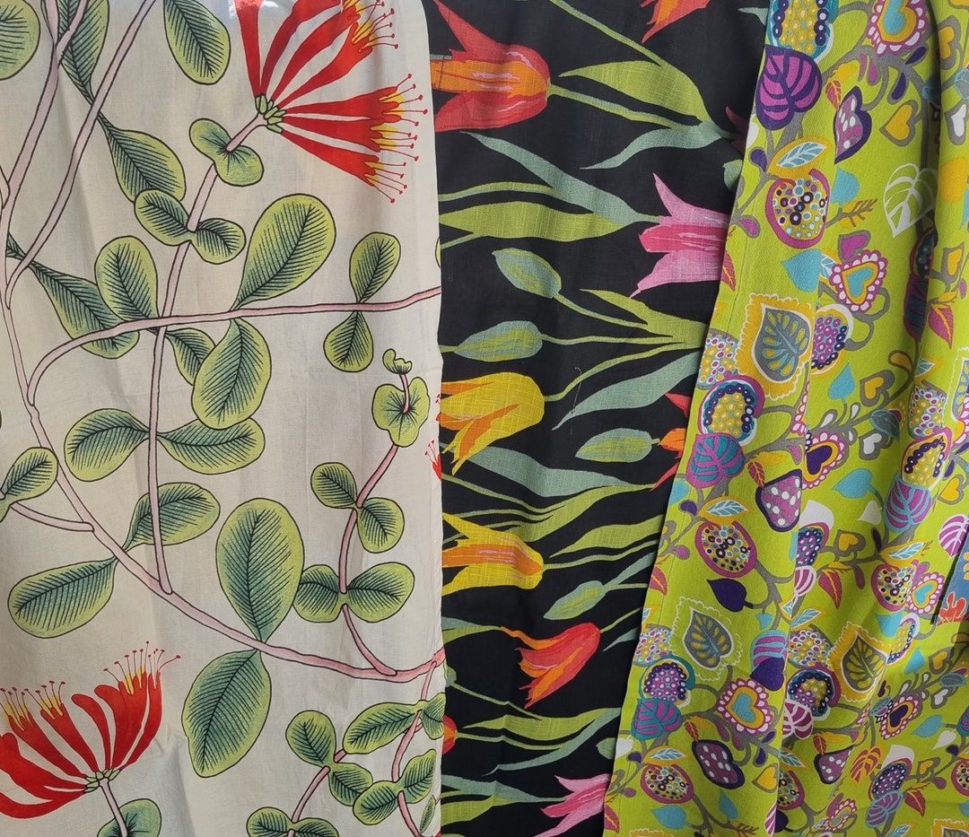 Fabric Sweden, 4 Set Vintage Botanical , Orange Red Green Floral Set - Etsy