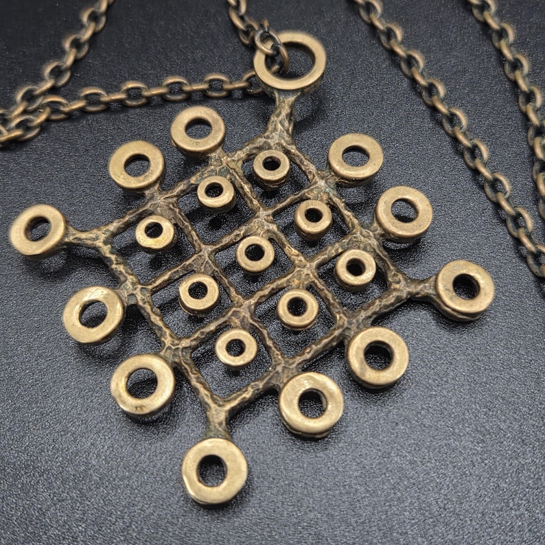 Modernist Brutalist Pendant Necklace, 1970s Scandinavian Style Bronze ...