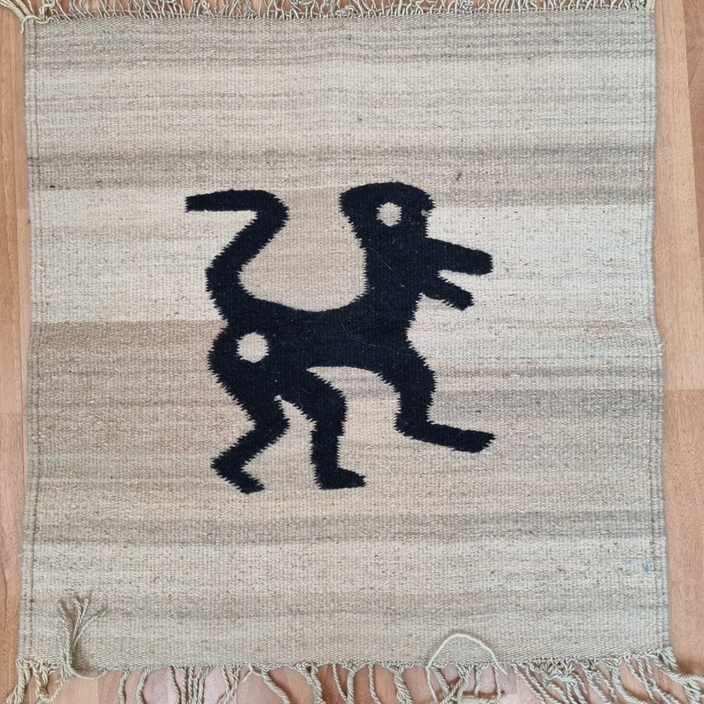 Mexican Vintage Woven Wool Carpets Set, Aztec Symbol - Etsy