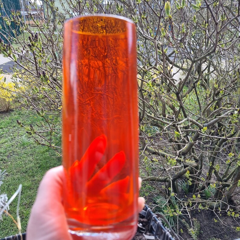 Amber Red Vintage Art Vase, Elegant, Heavy Glass - Etsy