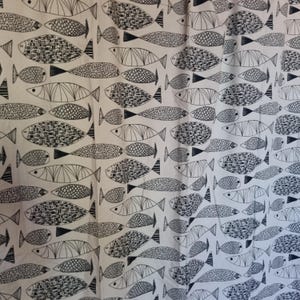 Swedish Vintage Fabric Hemtex, Curtain Panel, Fish Print - Etsy
