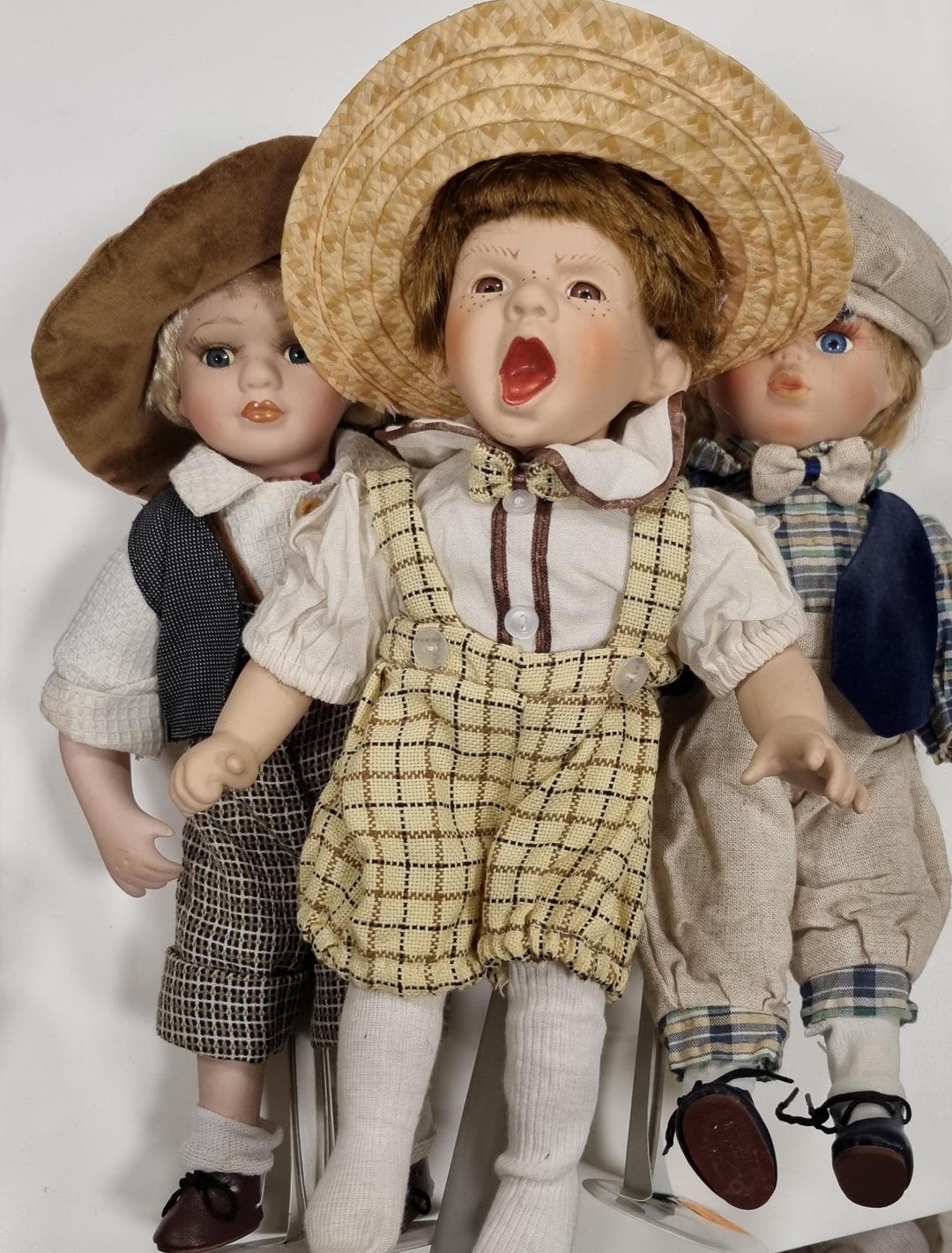 Vintage Bisque Porcelain Dolls Trio Lot of 3 Detailed Festive Dress - Etsy