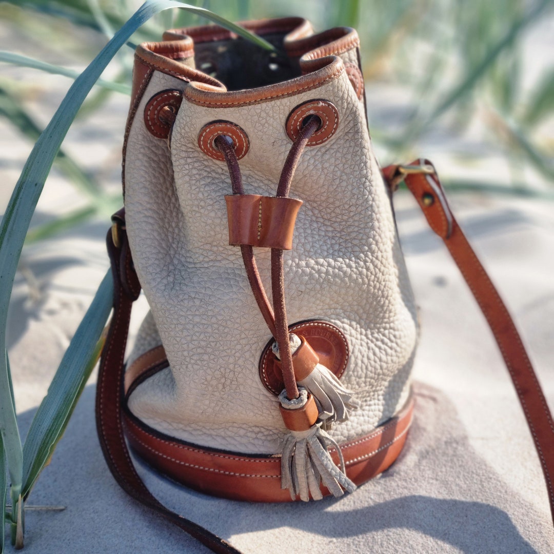 Dooney & Bourke Bag, Vintage All-weather Leather, Drawstring Bucket Bag ...