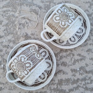 Bilton England Stoneware Cups and Saucers Vintage British - Etsy